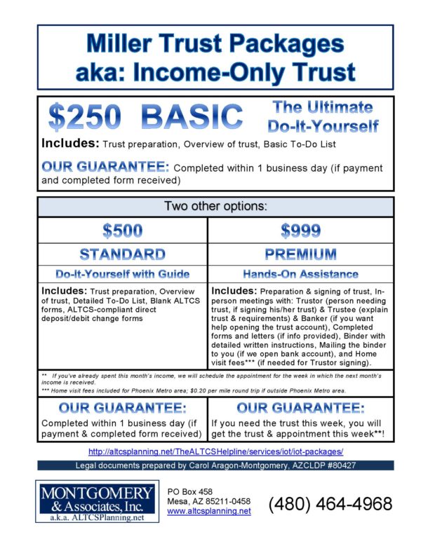 Miller Trusts for a fair price! | ALTCS Planning.net